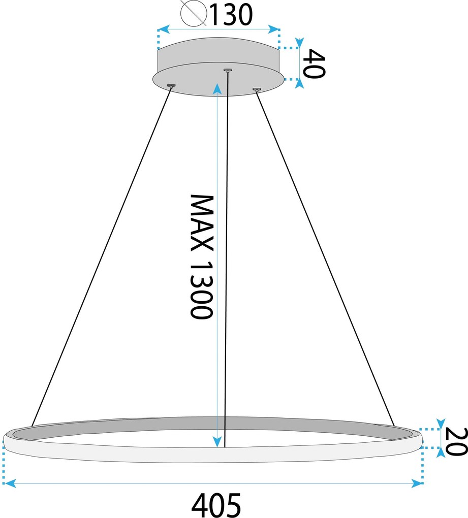 Toolight Toolight, LED závěsné svítidlo 40cm, 24W, 3000K, LHJ004-CP, zlatá matná, OSW-50002