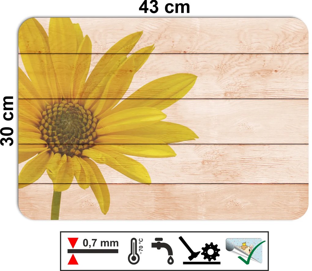 PokojovaDekorace.cz, Prostírání - 510, Kytky na dřevě slunečnice, 43x30cm