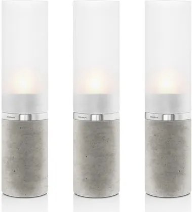 Blomus Sada svícnů 3 ks FARO beton / saténové sklo