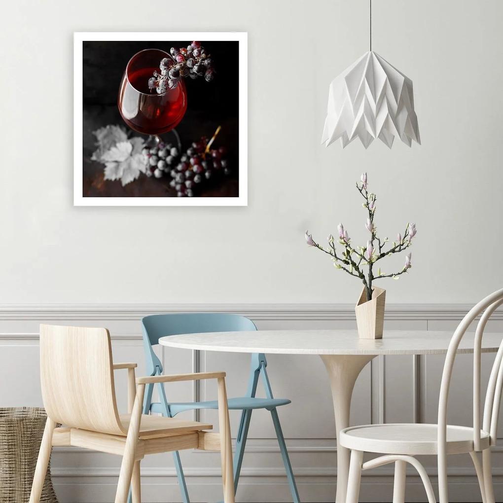 Gario Obraz na plátně Sklenice na víno a hrozny Rozměry: 30 x 30 cm