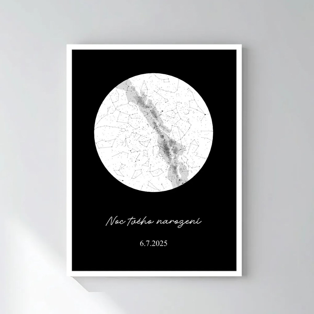 Personalizovaný magický fotoobraz v rámu - 50x70 - hvězdná mapa