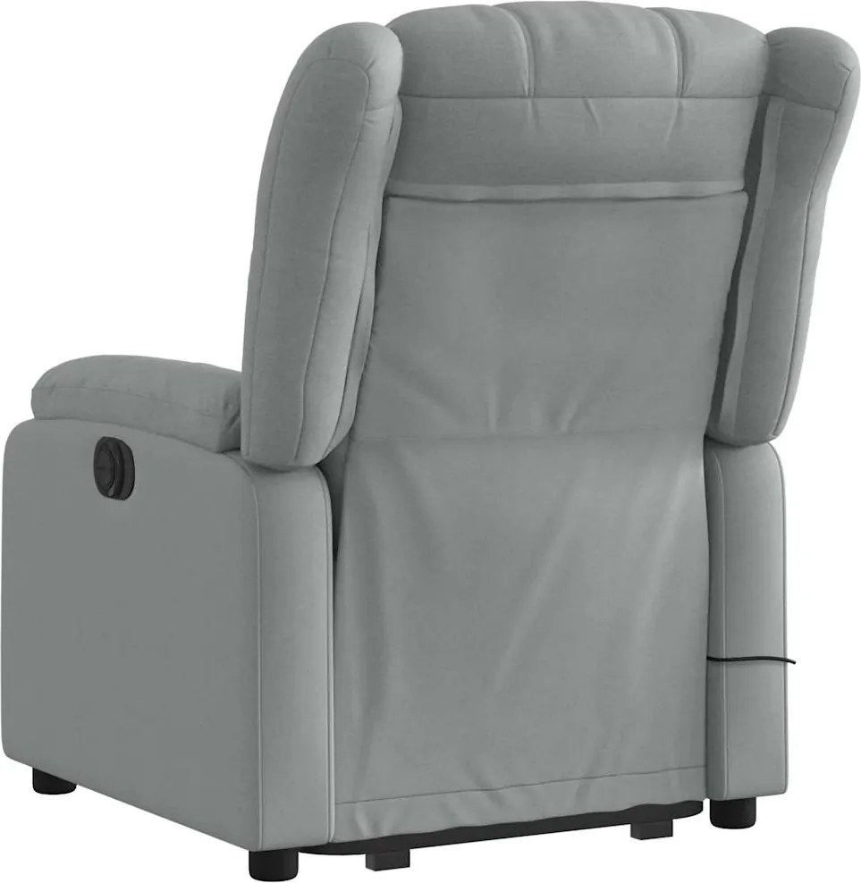 Elektrické zvedací masážní polohovací křeslo světle šedé textil 3205352