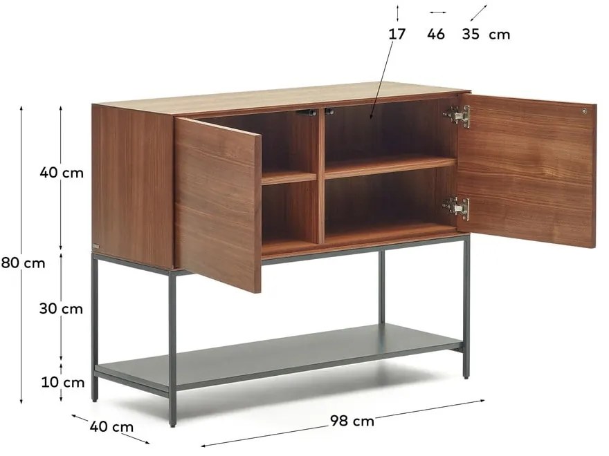Nízká komoda v dekoru ořechu v přírodní barvě 97,5x80 cm Vedrana – Kave Home