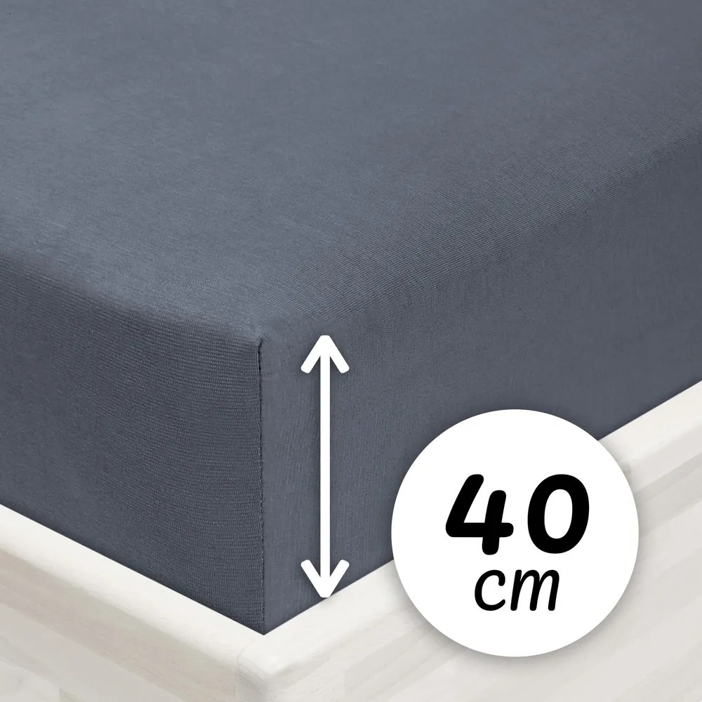 Jersey napínací prostěradlo na extra vysokou matraci JR-029 Antracitově šedé 200 x 220 - výška 40 cm