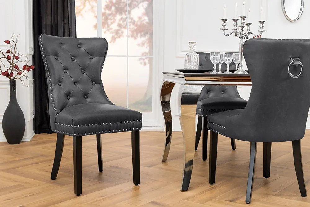 Designová židle Queen černo-šedá ekokůže