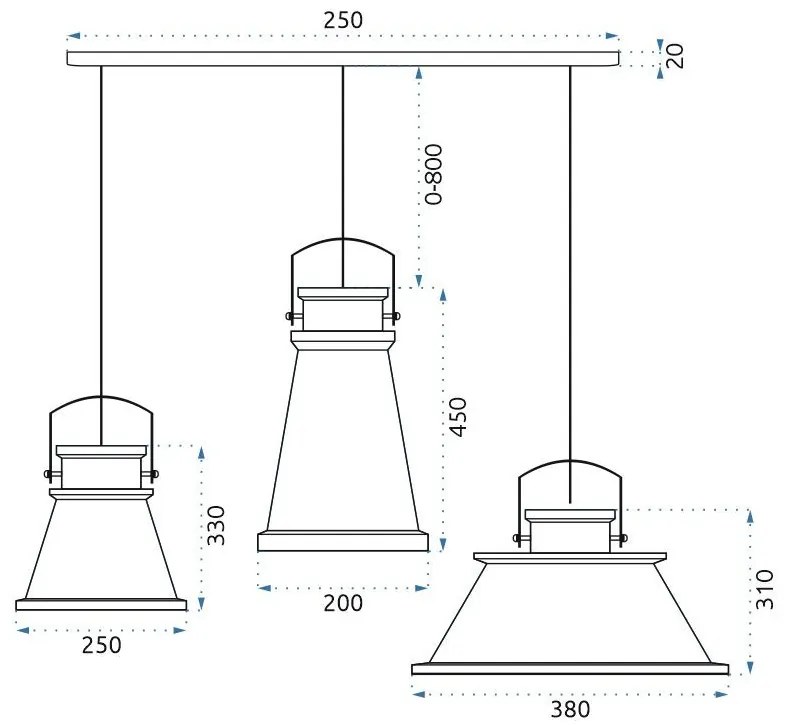 Toolight - Stropní svítidlo ASTI ABC 3xE27, černá-zlatá, OSW-00182