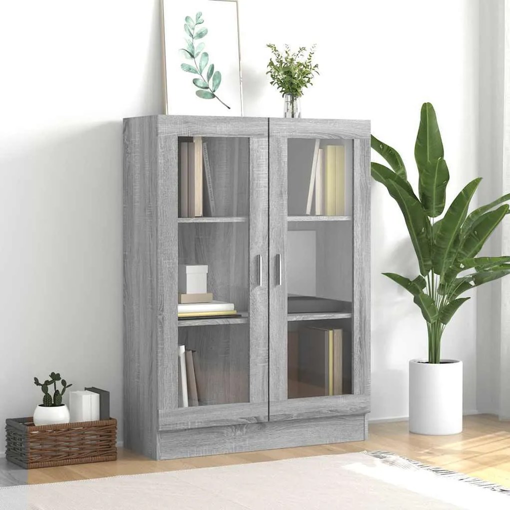 vidaXL Vitrína 82,5 x 30,5 x 115 cm kompozitní dřevo [802755] Barva: šedá sonoma