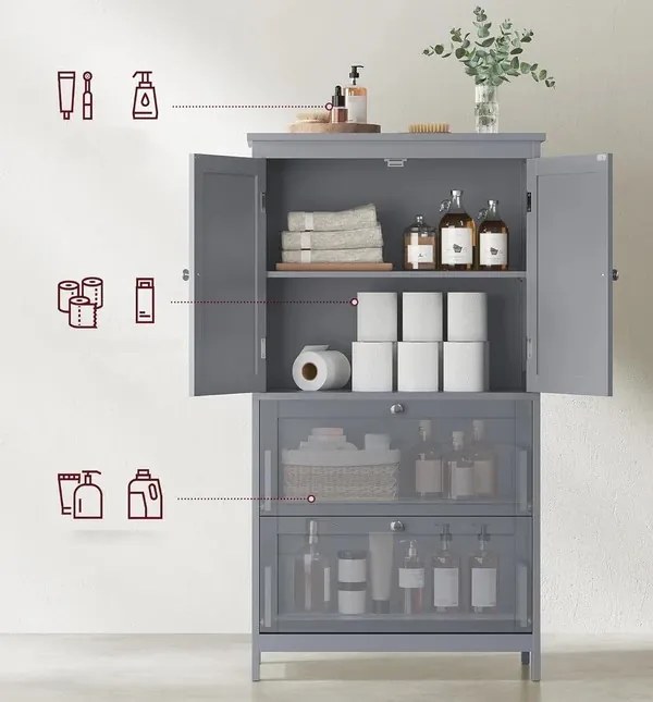 Koupelnová skříňka Vasagle Swede 110 cm šedá
