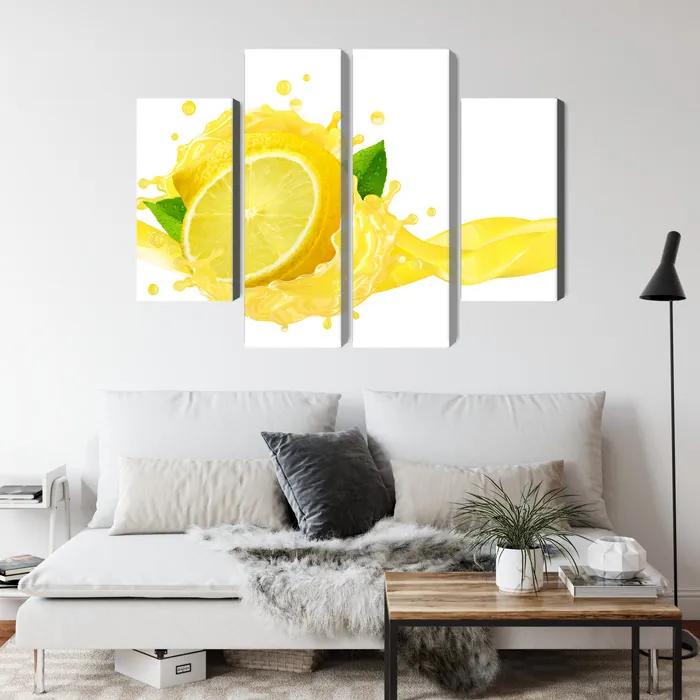 Vícedílný obraz Čerstvá Citronová Šťáva Nedostatek Nedostatek Přírodní plátno 200x150