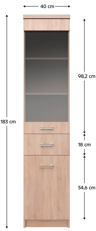 Kondela Vitrína 1D1W1S, dub sonoma, univerzální, TOPTY TYP 32