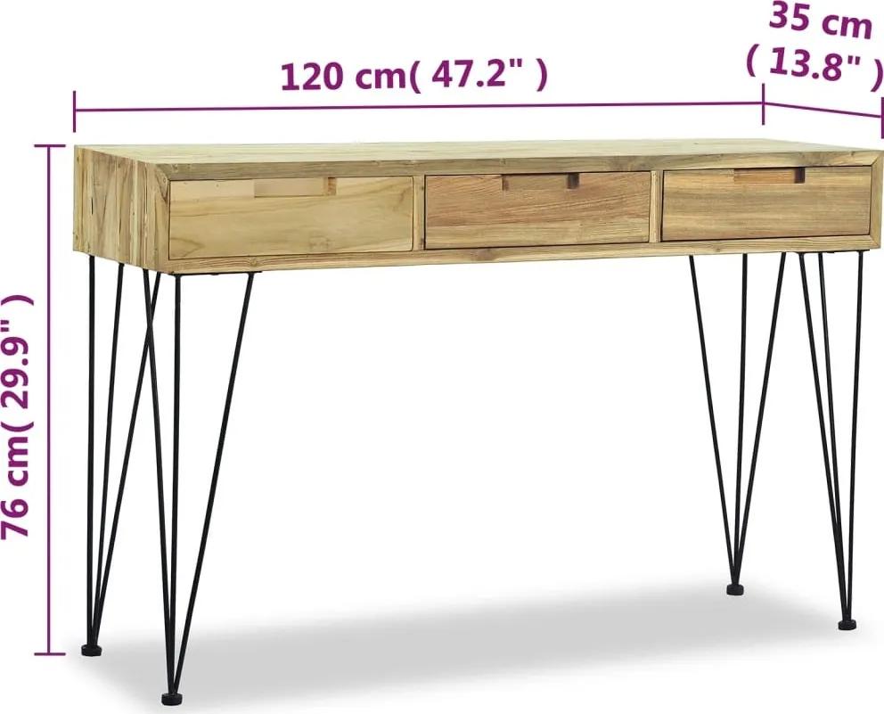 vidaXL Odkládací stolek, masivní teak, 120x35x76 cm [244573]