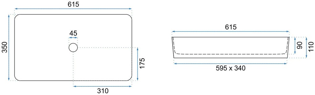 Rea Denis Shinny Marmo umyvadlo na desku, 62 x 35 cm, imitace kamene, REA-U5896