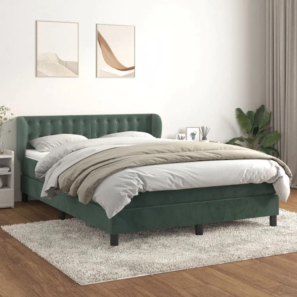 Box spring postel s matrací tmavě zelená 140x190 cm samet,  3127730