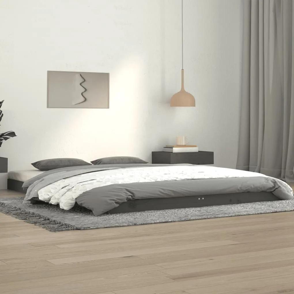Rám postele šedý 140 x 190 cm masivní borovice,  823466