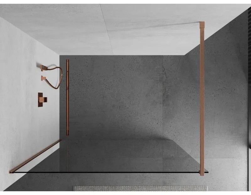 Mexen Kioto, sprchová zástěny typ Walk-In 55 x 200 cm, 8mm čiré sklo, měděný matný profil, 800-055-101-65-00