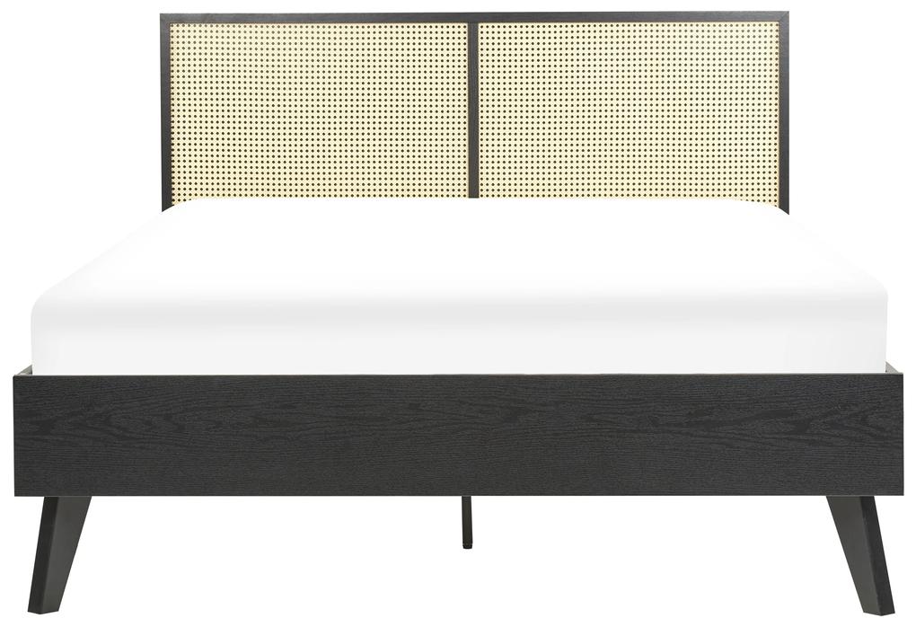 Ratanová postel 140 x 200 cm černá MONPAZIER Beliani
