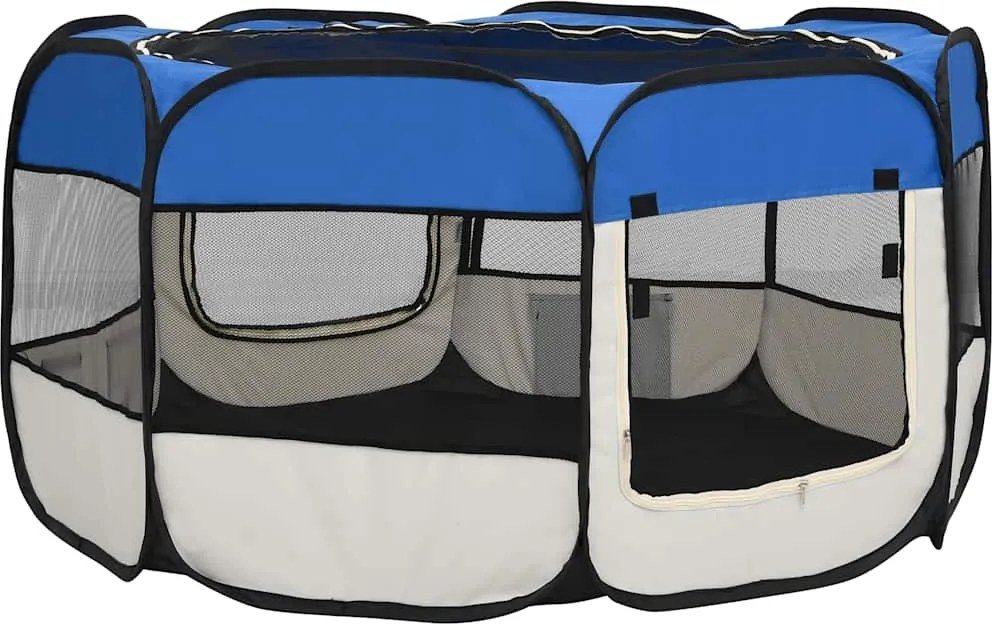 Skládací ohrádka pro psy s taškou modrá 125 x 125 x 61 cm 171015