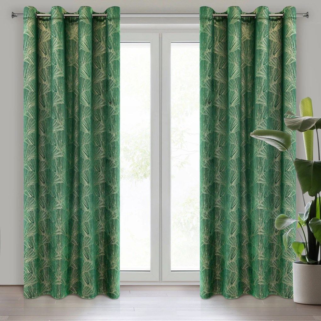 ZATEMŇOVACÍ ZÁVĚS NA KROUŽCÍCH PIERRE CARDIN GOYA 140X250 CM ZELENÁ