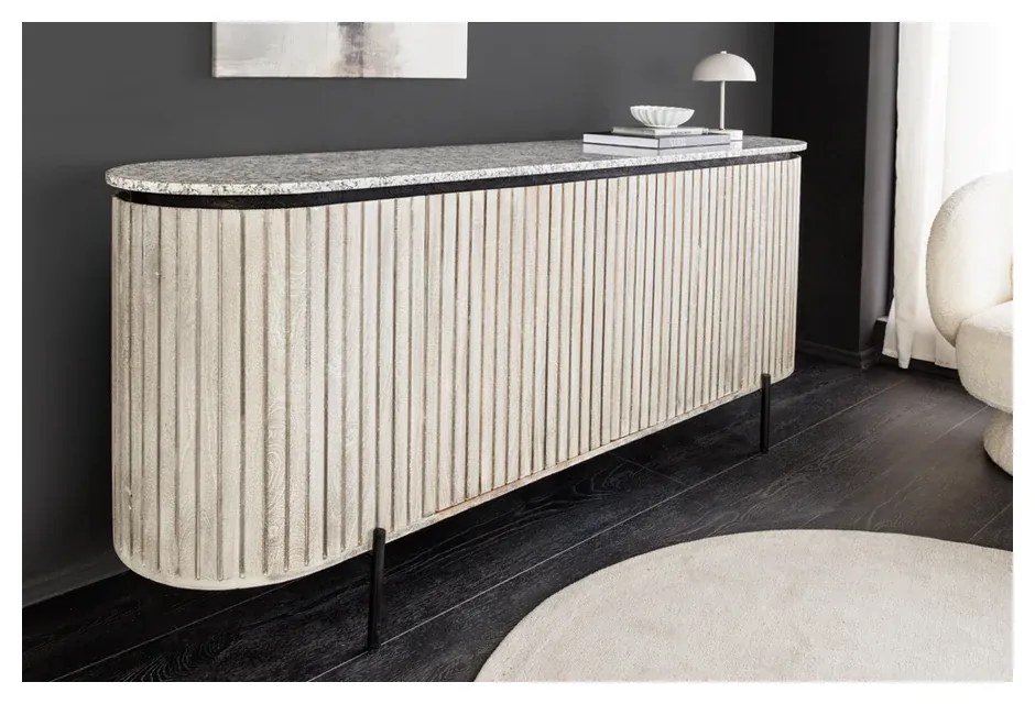 Massive home | Komoda ADLON 170 cm s mramorovou deskou - mangové dřevo
