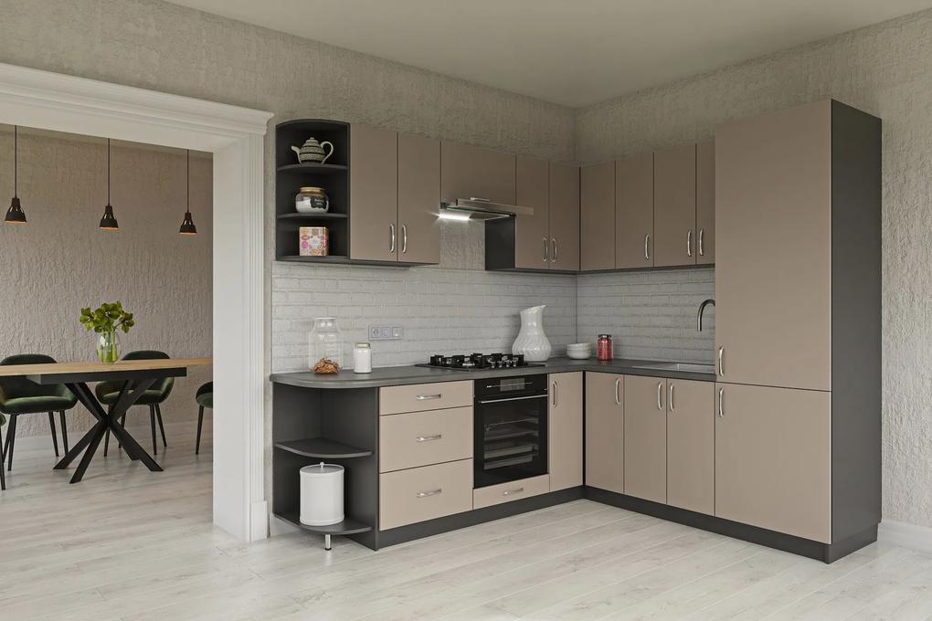 Casarredo - Komfort nábytek Rohová kuchyňská linka HORLY R2 šedý jíl/grafit