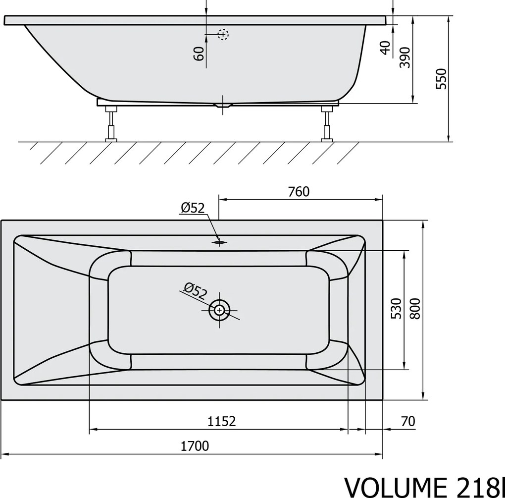 Polysan Mimoa vana obdélníková 170 x 80 cm akrylátová bílá 71713