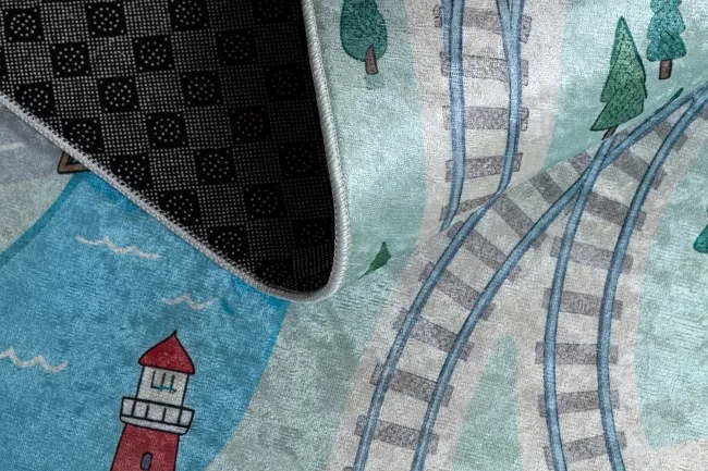 Dětský koberec protiskluzový BAMBINO 61530 zelený / šedý