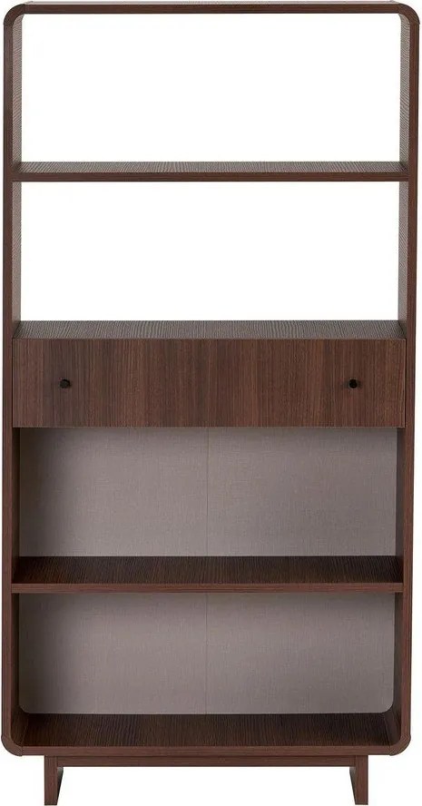 Knihovna v dekoru ořechu v tmavě přírodní barvě 78x153x34 cm Senza – Nordure