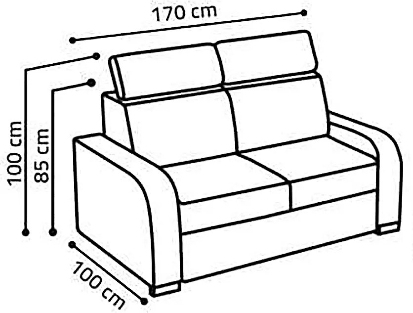 Pohovka OSLO 2 | 170 cm | nerozkládací | polohovatelné záhlavníky | VÝBĚR TKANIN