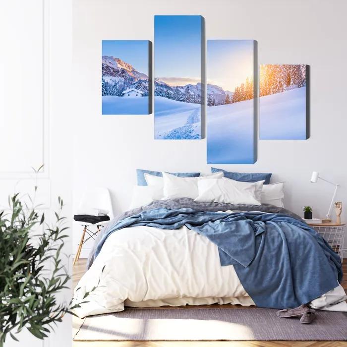 Vícedílný obraz Alpy V Zimním Období 3D Nedostatek Nedostatek Plátno Canvas 160x100