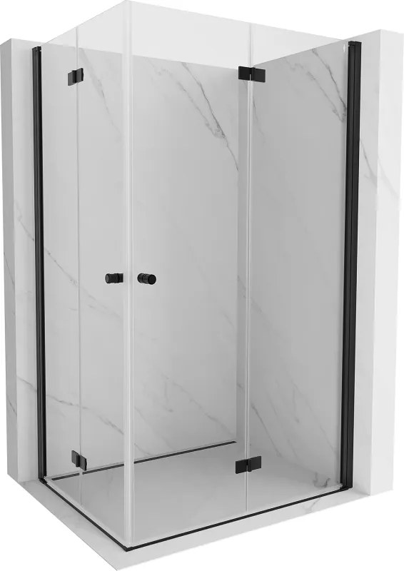 Mexen Mist-F Duo, skládací sprchový kout 80 x 90 cm, čiré sklo, černý profil, 8A6-080L-090P-70-00