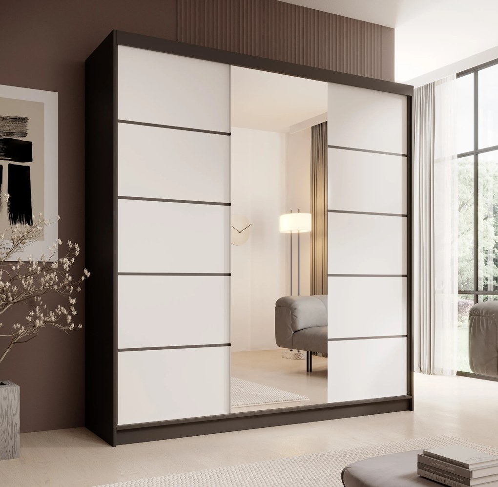 ADRK Furniture Posuvná skříň se zrcadlem Sonic 200 ADRK-SW-SON-BW-200