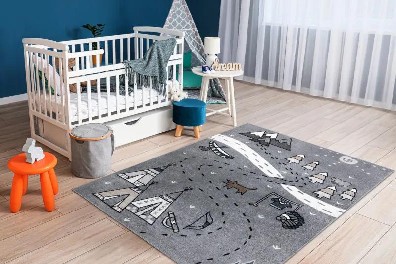 Dětský kusový koberec Fun Indian grey - 160x220 cm