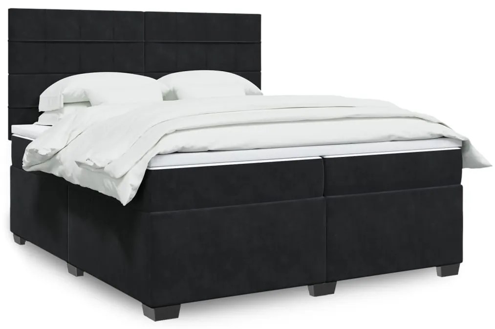 Box spring postel s matrací černá 200x200 cm samet 3291004