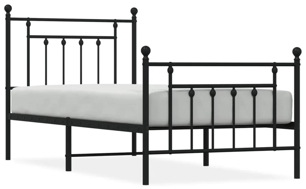 vidaXL Kovový rám postele s hlavovým a nožním čelem černý 80 x 200 cm