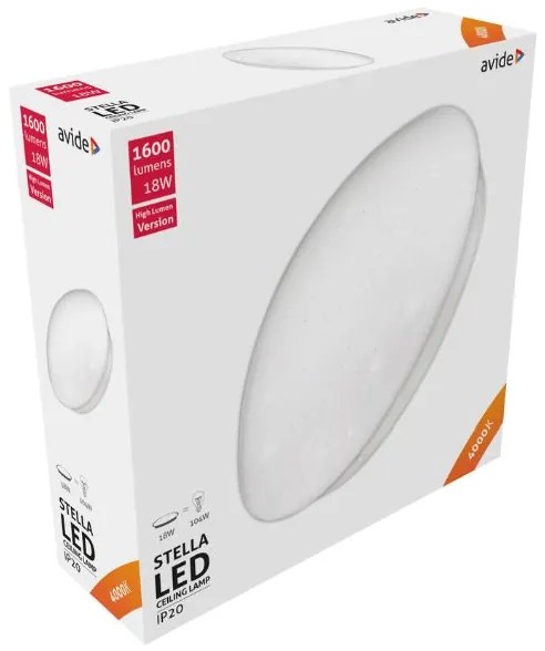 Prémiové led stropní svítidlo Stella 33cm 18W 1600lm denní, 3 roky