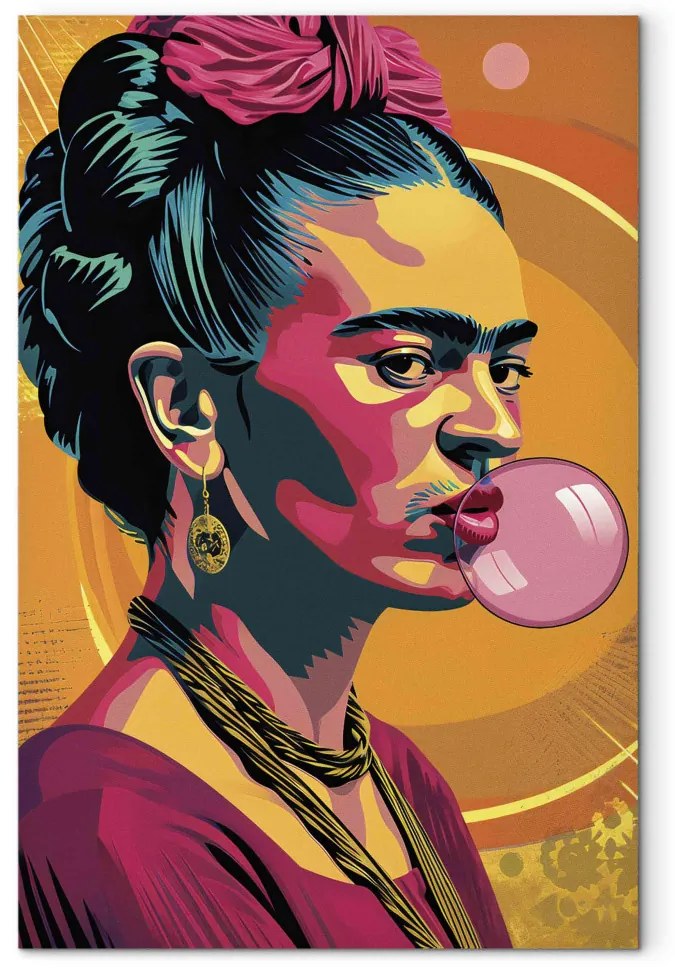 Obraz Frida Kahlo - Portrait of a Woman With Bubble Gum in Pop-Art Style