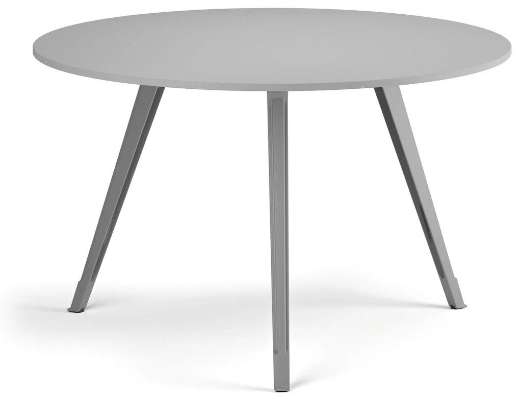 Konferenční stůl PRIMO ZEN, průměr 120 cm, šedostříbrná podnož, šedá