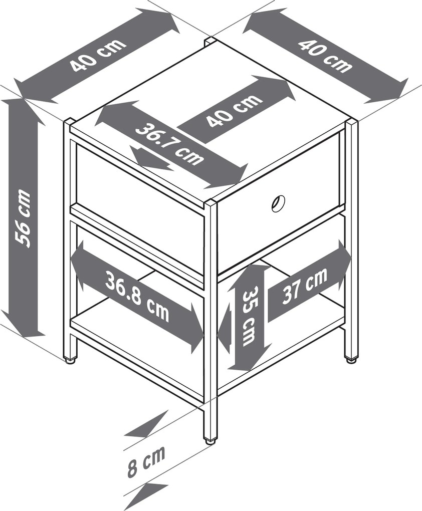 Tchibo - Noční stolek »Klaar« se zásuvkou - barva: bílá