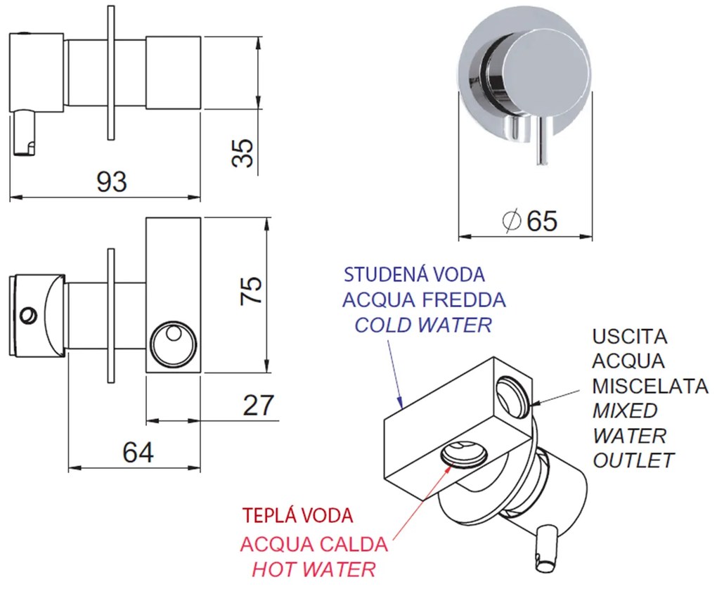 Sapho, Rhapsody podomítková baterie s bidetovou sprškou, 5540-01