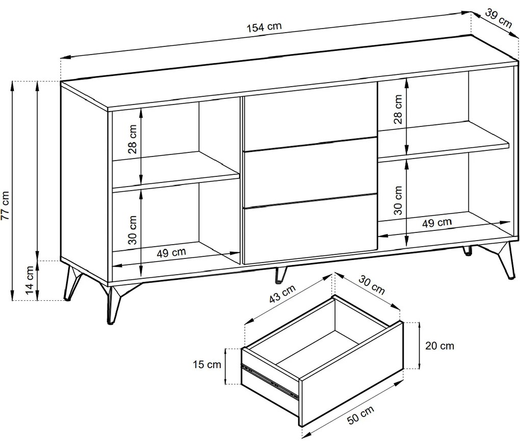 Komoda DIAMOND 06 černá / dub evoke