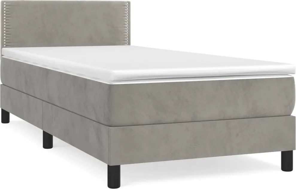 Box spring postel s matrací světle šedá 80 x 200 cm samet 3141209