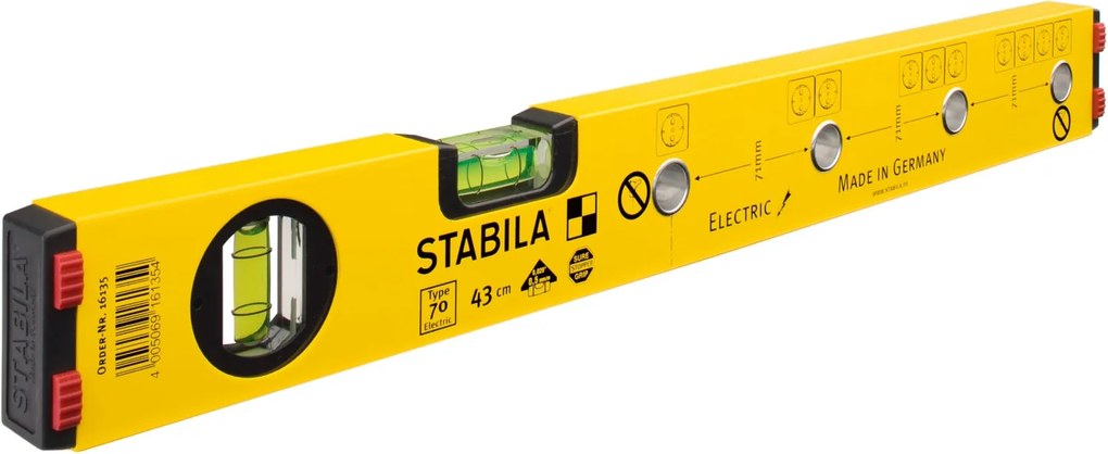 STABILA Vodováha pro elektrikáře se značkovacími otvory, typ 70MAS, 43 cm