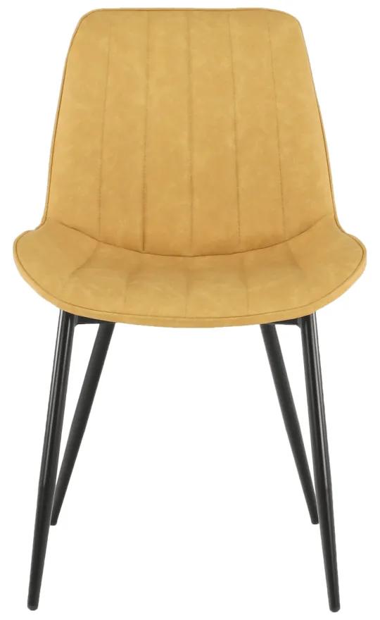 Jídelní židle HAZAL ekokůže žlutá, kov černý lak