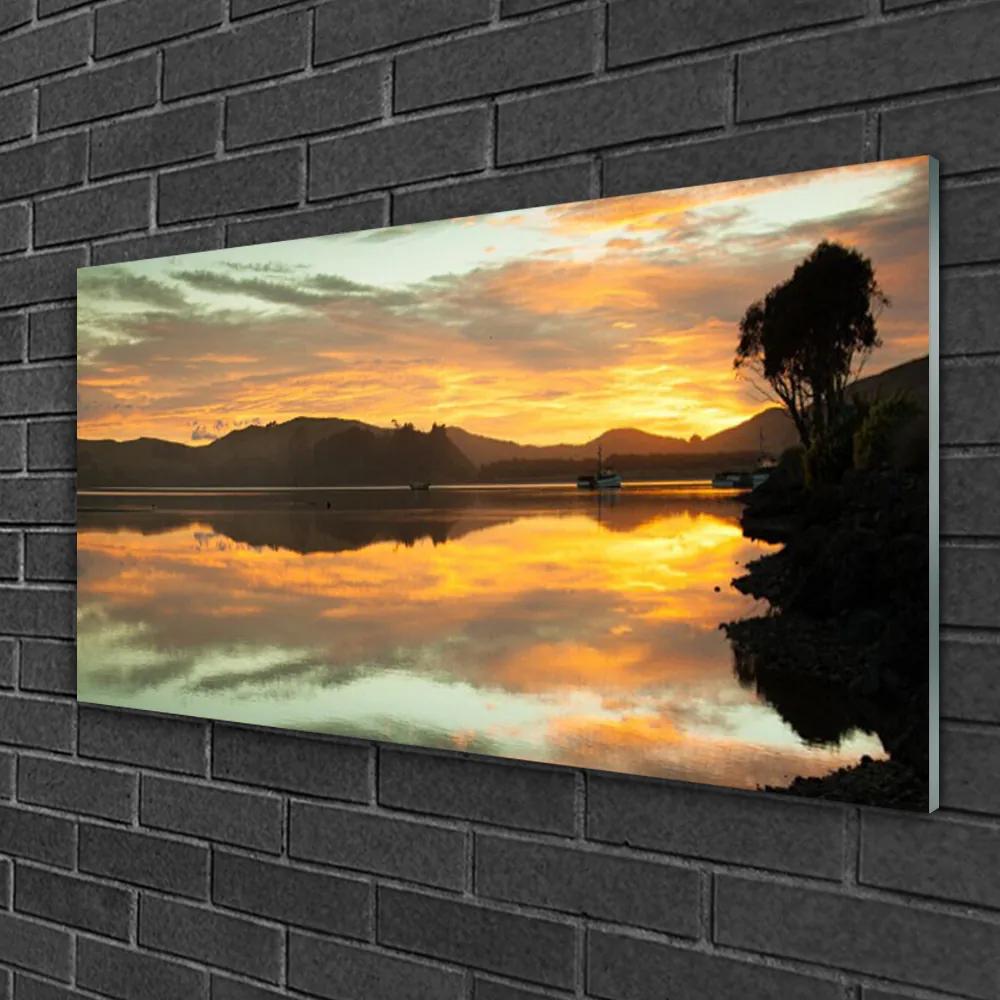 Obraz na skle Voda Hory Krajina 100x50 cm