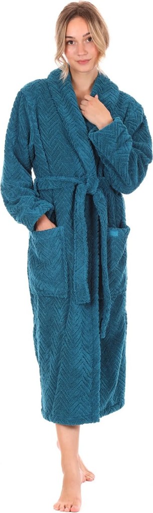 Bavlněný župan Athena s límcem petrolejová 21 16 6430 unisex - M