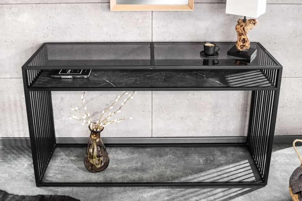 Designový konzolový stolek Skövde v mramorovém vzhledu 120cm