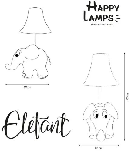 Happy Lamps - LED Dětská stolní lampa ELEPHANT LED/5,4W/230V slon