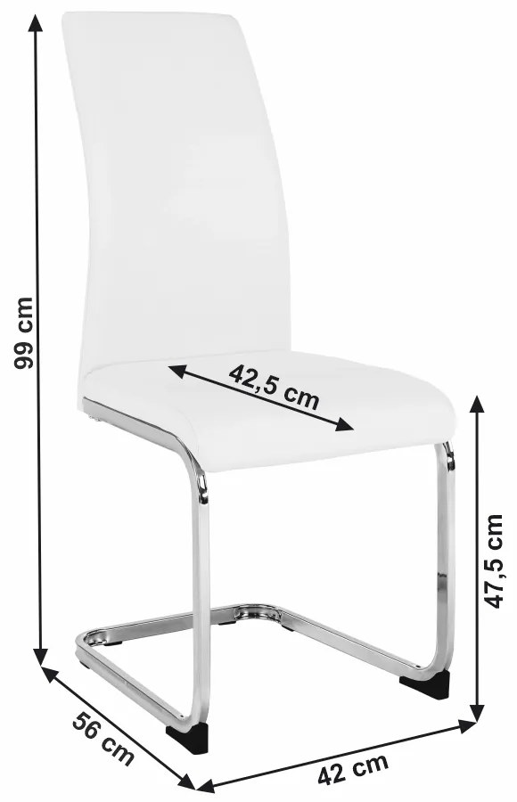 Jídelní židle PRESTIN - ekokůže, bílá / chrom