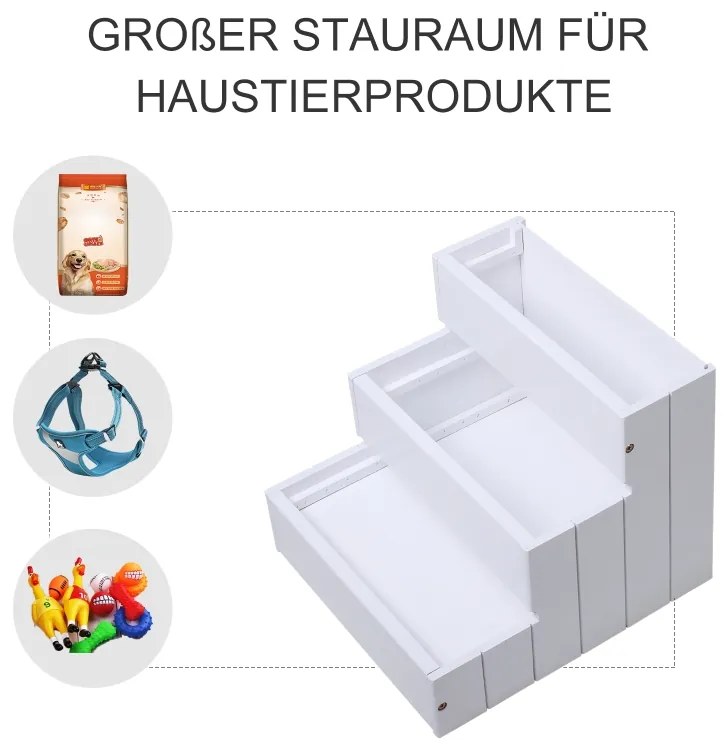 Schody pro psy s úložným prostorem, bílé D06-065WT