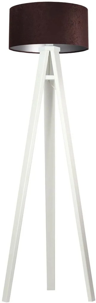 Dřevěná stojací lampa GLAMOUR, 1xE27, 60W, bílá, hnědostříbrná Textilo GLAMOUR 40 010p-018w-40cm